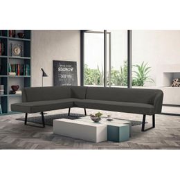 exxpo - sofa fashion Eckbank Americano, mit Keder und Metallfüßen, Bezug in verschiedenen Qualitäten, grau