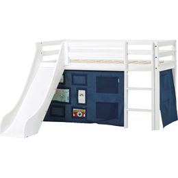 Hoppekids Hochbett «Creator Orion Blue» Rutsche & Vorhang Blau und viel Auswahl, blau