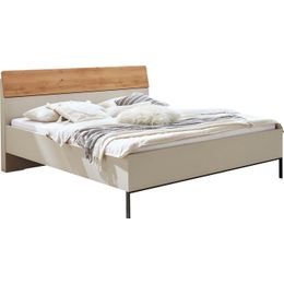 Wiemann Futonbett Asti, Absetzungen in Bianco-Eiche-Nachbildung, Kufe in Schiefer, beige