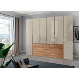 Wiemann Kleiderschrank Metz hochwertige Glasfront inkl. Schubkästen im Holzfarbton, beige