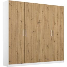 Rauch Drehtürenschrank Cosmo inkl. 6-er Set Stoffboxen und extra Einlegeböden, optional mit Spiegel, beige|weiß