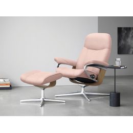 stressless® Relaxsessel Consul (Set, Relaxsessel mit Hocker), mit Hocker, mit Cross Base, Größe S, M & L, Holzakzent Eiche, rosa