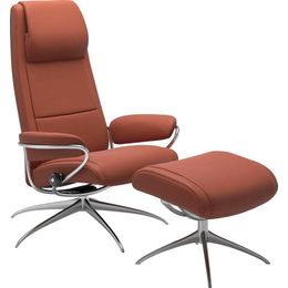 stressless® Relaxsessel Paris (Set, Relaxsessel mit Hocker), mit Hocker, High Back, mit Star Base, Gestell Chrom, rot