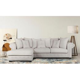 Home Affaire Ecksofa San Pedro, Knopfheftung am Rand, viele lose Kissen, braun