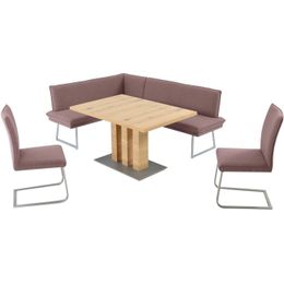 K+w Komfort & Wohnen K+W Komfort & Wohnen Essgruppe Santos III, (4-tlg), gepolsterte Eckbank und Stühle, langer Schenkel rechts oder links, rosa