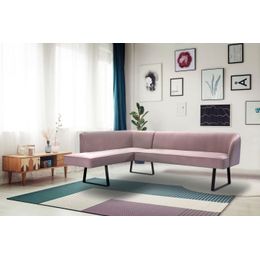 exxpo - sofa fashion Eckbank Americano, mit Keder und Metallfüßen, Bezug in verschiedenen Qualitäten, rosa