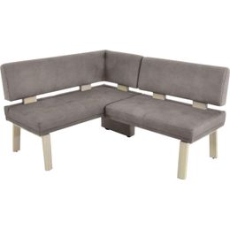 K+w Komfort & Wohnen K+W Komfort & Wohnen Eckbankgruppe Santos I, (Set), rechts/links Schenkel 157cm, zwei 4 Holzstühle und Tisch 90x90cm, grau
