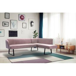 exxpo - sofa fashion Eckbank Americano, mit Keder und Metallfüßen, Bezug in verschiedenen Qualitäten, rosa