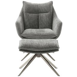 MCA furniture Loungesessel PARKER Drehstuhl mit Armlehnen (Set, 2-St), 360° drehbar mit Nivellierung, grau|silberfarben