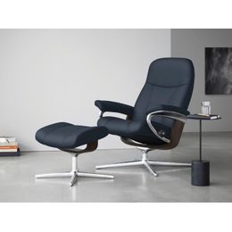 stressless® Relaxsessel Consul, mit Cross Base, Größe S, M & L, Holzakzent Wenge, blau