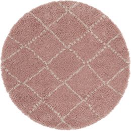 Hochflor-Teppich Hash, Hanse Home, rund, Höhe: 35 mm, Shaggy, Flokati, Raute, Weich, Modern, Wohnzimmer, Schlafzimmer, Flur, rosa