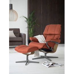 stressless® Relaxsessel Reno, mit Cross Base, Größe S, M & L, Holzakzent Eiche, rot