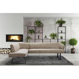 exxpo - sofa fashion Eckbank Americano, mit Keder und Metallfüßen, Bezug in verschiedenen Qualitäten, grau