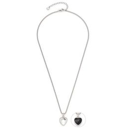 Leonardo Kette mit Anhänger Halskette Carli Valentin's Special Herz, 023377, 023378, mit Kristallglas, schwarz|weiß