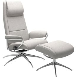 stressless® Relaxsessel Paris (Set, Relaxsessel mit Hocker), mit Hocker, High Back, mit Star Base, Gestell Chrom, grau