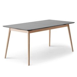 Hammel Furniture Esstisch Meza Designtisch mit Auszugsfunktion und 2 Einlegeplatten, abgerundete Tischplatte MDF, Massivholzgestell, in zwei Breiten, grau