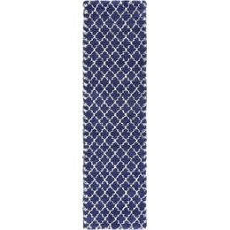 Hochflor-Läufer Temara Shag, MyFlair Möbel & Accessoires, rechteckig, Höhe: 51 mm, Teppich-Läufer, gewebt, weich & kuschelig, blau