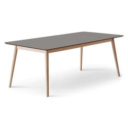 Hammel Furniture Esstisch Meza Designtisch mit Auszugsfunktion und 2 Einlegeplatten, abgerundete Tischplatte MDF, Massivholzgestell, in zwei Breiten, grau