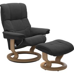 stressless® Relaxsessel Mayfair (Set, Relaxsessel mit Hocker), mit Hocker, mit Classic Base, Größe S, M & L, Gestell Eiche, grau