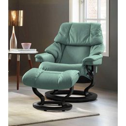 stressless® Relaxsessel Reno (Set, Relaxsessel mit Hocker), mit Hocker, mit Classic Base, Größe S, M & L, Gestell Schwarz, grün