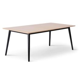 Hammel Furniture Esstisch Meza Designtisch mit Auszugsfunktion und 2 Einlegeplatten, abgerundete Tischplatte MDF, Massivholzgestell, in zwei Breite, beige