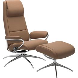 stressless® Relaxsessel Paris (Set, Relaxsessel mit Hocker), mit Hocker, High Back, mit Star Base, Gestell Chrom, braun