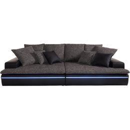 Mr. Couch Big-Sofa Haiti, wahlweise mit Kaltschaum (140kg Belastung/Sitz) und RGB-Beleuchtung, schwarz