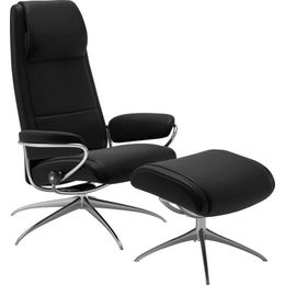 stressless® Relaxsessel Paris (Set, Relaxsessel mit Hocker), mit Hocker, High Back, mit Star Base, Gestell Chrom, schwarz