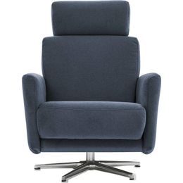 CALIZZA INTERIORS Drehsessel Lari, wahlweise mit einsteckbarer Kopfstütze, blau