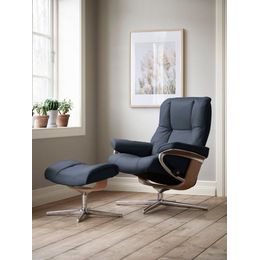 stressless® Relaxsessel Mayfair (Set, Relaxsessel mit Hocker), mit Hocker, mit Cross Base, Größe S, M & L, Holzakzent Eiche, blau