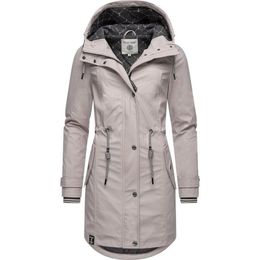 PEAK TIME Regenjacke L60042 stylisch taillierter Regenmantel für Damen, grau