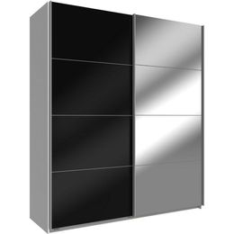 wimex Schwebetürenschrank Easy mit Glas und Spiegel, schwarz|weiß