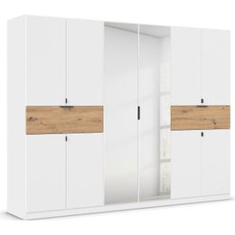 Rauch Drehtürenschrank Ticao Schlafzimmerschrank Garderobenschrank Spiegelschrank TOPSELLER Kleiderschrank mit Spiegel, 2 Schubkästen in der Höhe positionierbar, weiß