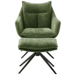MCA furniture Loungesessel PARKER Drehstuhl mit Armlehnen (Set, 2-St), 360° drehbar mit Nivellierung, grün|schwarz