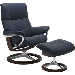 stressless® Relaxsessel Mayfair (Set, Relaxsessel mit Hocker), mit Hocker, mit Signature Base, Größe S, M & L, Gestell Braun, blau