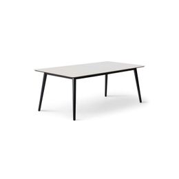 Hammel Furniture Esstisch Meza Designtisch mit Auszugsfunktion und 2 Einlegeplatten, abgerundete Tischplatte MDF, Massivholzgestell, in zwei Breite, weiß