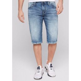 CAMP DAVID Bermudas mit Turn-Up Saum, blau