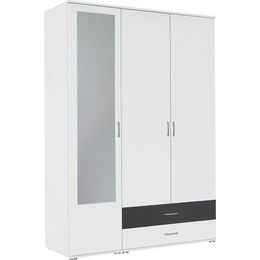 Rauch Kleiderschrank Noosa mit Spiegel und Schubkästen, grau|weiß