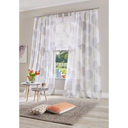 Gardine Belem, my home, Kräuselband (2 St), transparent, Polyester, transparent, Polyester, Polyester, gewebt, unifarben, grau