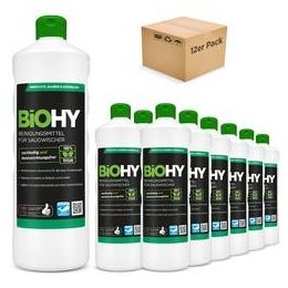 BiOHY Reinigungsmittel für Saugwischer, Reiniger für Nass- und Trockensauger, Bodenwischpflege, Bio Reiniger 12er Pack (12 x 1 Liter Flasche)