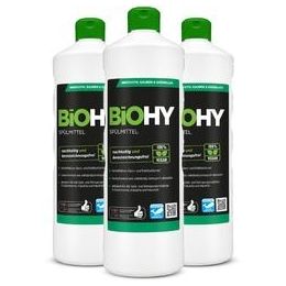 BiOHY Spülmittel, Geschirrspülmittel, Handspülmittel, Geschirrreiniger 3er Pack (3 x 1 Liter Flasche)