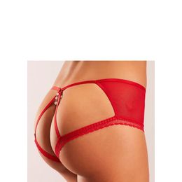 Petite Fleur Gold Panty-Ouvert aus transparentem Tüll, rot