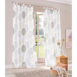 Gardine Belem, my home, Schlaufen (2 St), transparent, Polyester, transparent, Polyester, gewebt, grau