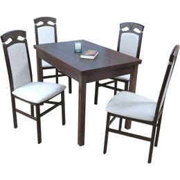 HOFMANN LIVING AND MORE Essgruppe 5tlg. Tischgruppe, (Spar-Set, 5-tlg., 5tlg. Tischgruppe), Stühle montiert, beige