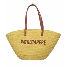 Patrizia Pepe Summer Straw Shopper Tasche 51 cm dynamic yellow