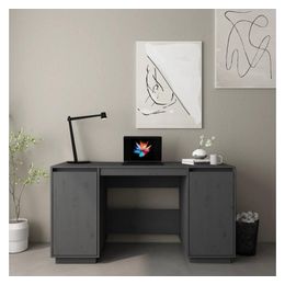 furnicato Schreibtisch Grau 140x50x75 cm Massivholz Kiefer