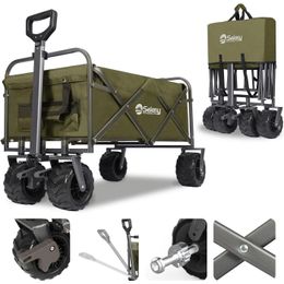 sekey Bollerwagen Faltbar Handwagen Transportkarre Strandwagen mit 4‘’ Breiten Reifen