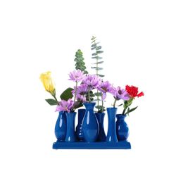Jinfa Dekovase Handgefertigte kleine Keramik Deko Blumenvasen (7 Vasen Set blau)