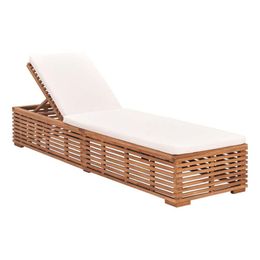 vidaXL Gartenliege Sonnenliege mit Creme Kissen Teak Massivholz