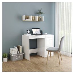furnicato Schreibtisch Hochglanz-Weiß 100x50x76 cm Holzwerkstoff